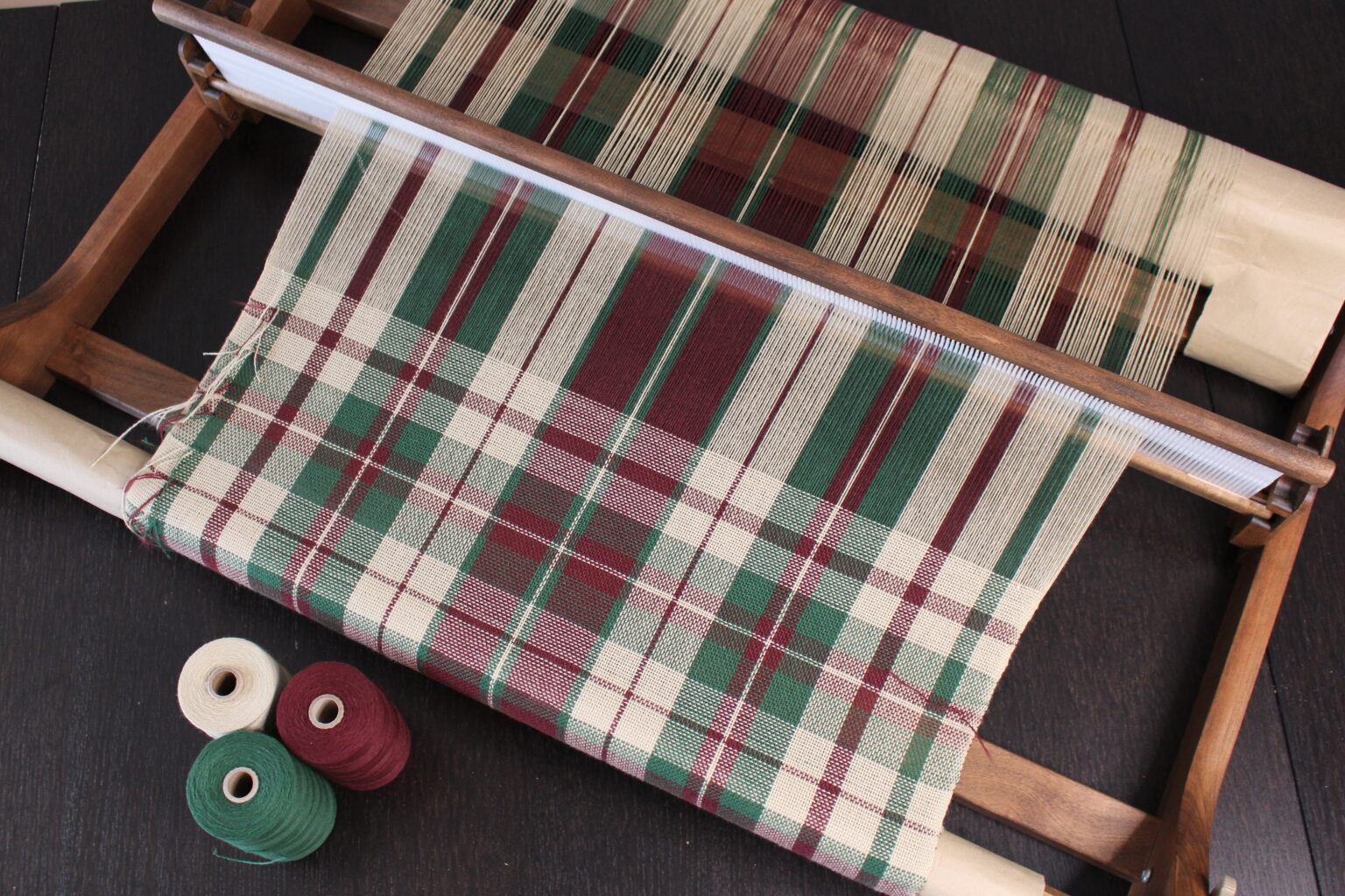 Weaving Rustic Christmas Dishtowels - Curly-n-Yarny